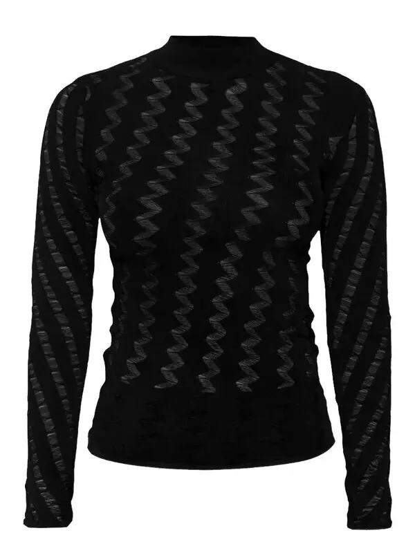 IRO PARIS Aliona Zig-zag High Neck Sweater - Black