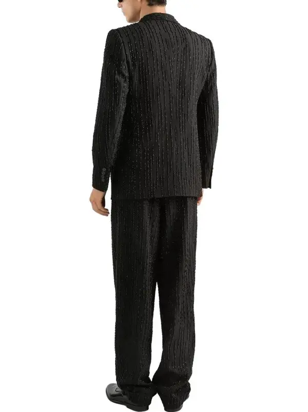 Dolce & Gabbana Double-breasted Embellished-stripe Blazer - Black