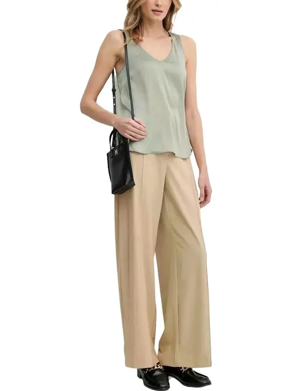 MOS MOSH Wide Leg Trousers With Patch Pockets - Neutrals