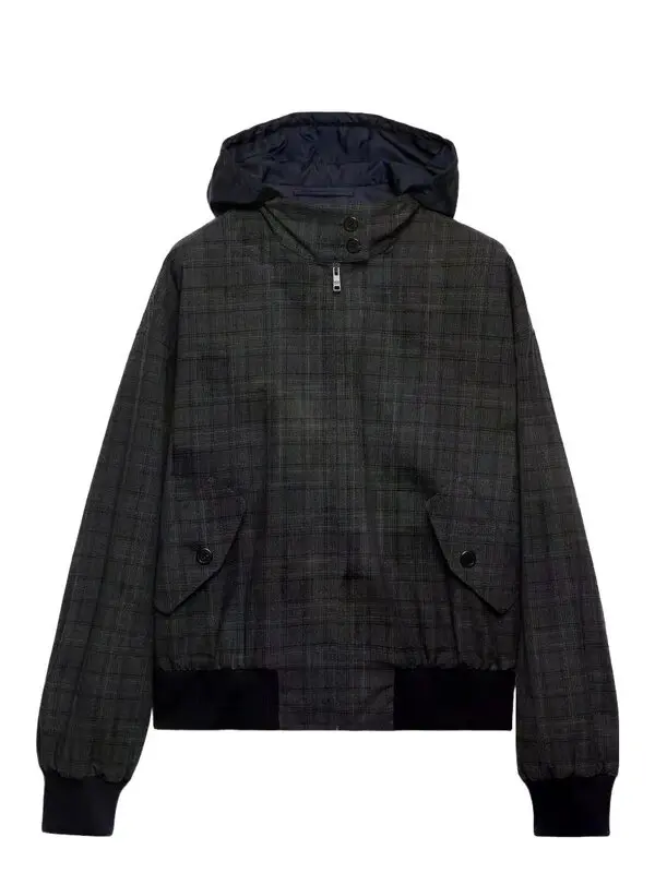 Prada Prince Of Wales Checked Wool Jacket - Grey