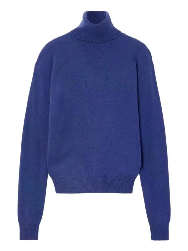 Saint Laurent Ribbed Turtleneck Sweater - Blue