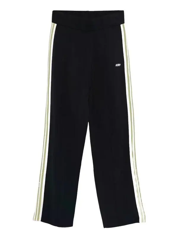 AUTRY Wide Leg Stripe Detail Trousers - Black