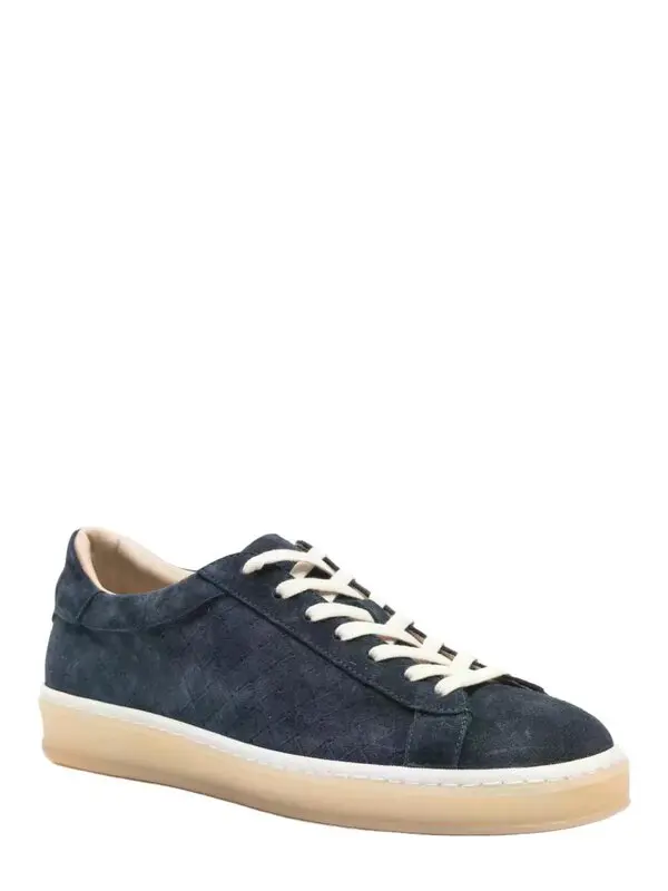 Eleventy Lace-up Calf Leather Sneakers - Blue