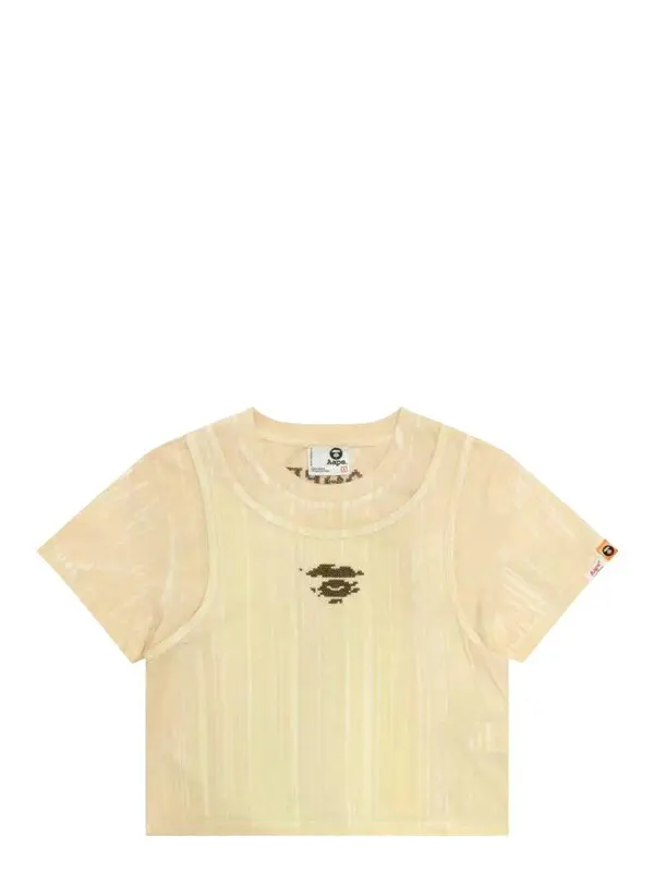 AAPE BY *A BATHING APE Logo-embroidery T-shirt - Neutrals