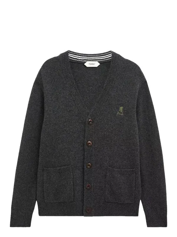 Pringle Of Scotland Logo Embroidered V-neck Cardigan - Grey