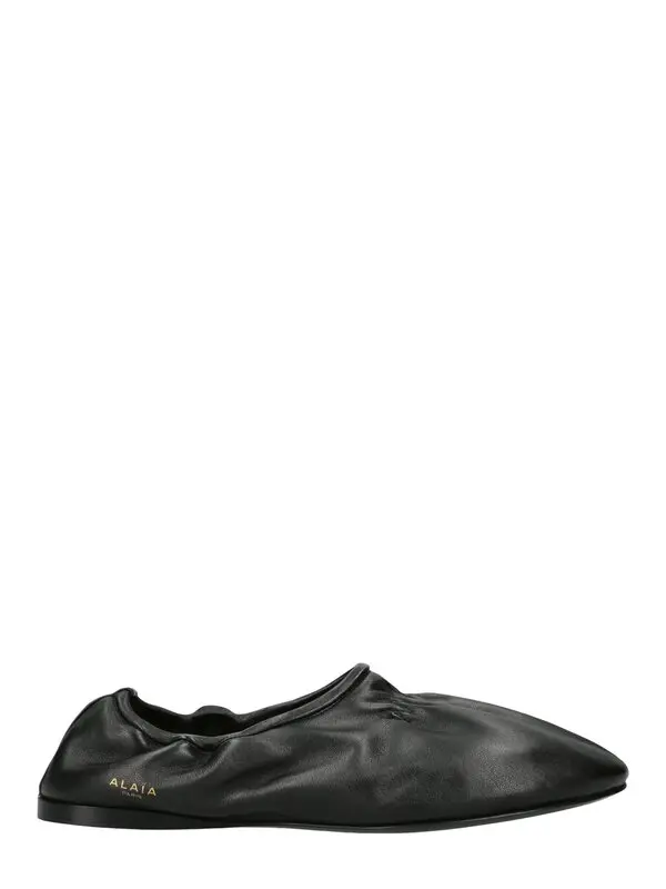 Alaïa Leather Scrunched Ballet Flats - Black