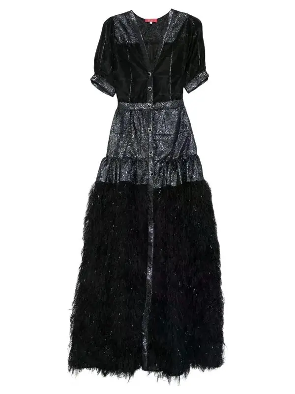 MIAU BY CLARA ROTESCU Button Maxi Dress - Black