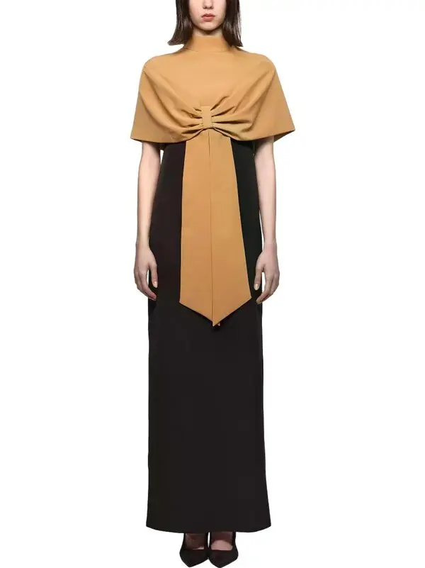ATU BODY COUTURE And Light Brown Two-tone Bow Maxi Dress - Black