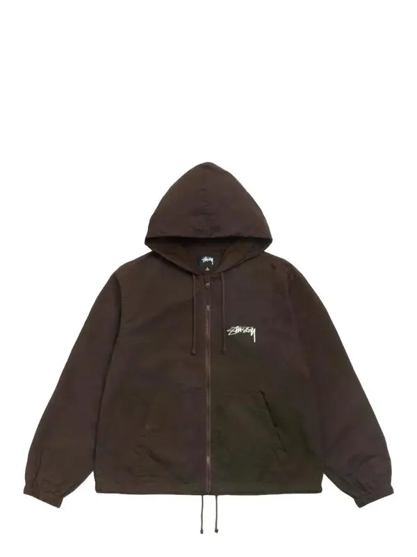 StÜssy Beach Shell Logo-print Hooded Jacket - Brown