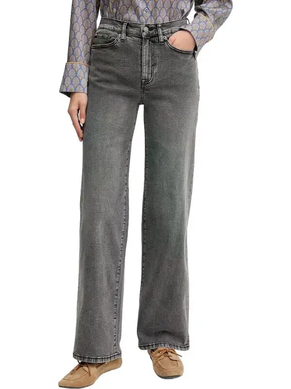 Dkny Acid-wash Wide-leg Jeans - Grey
