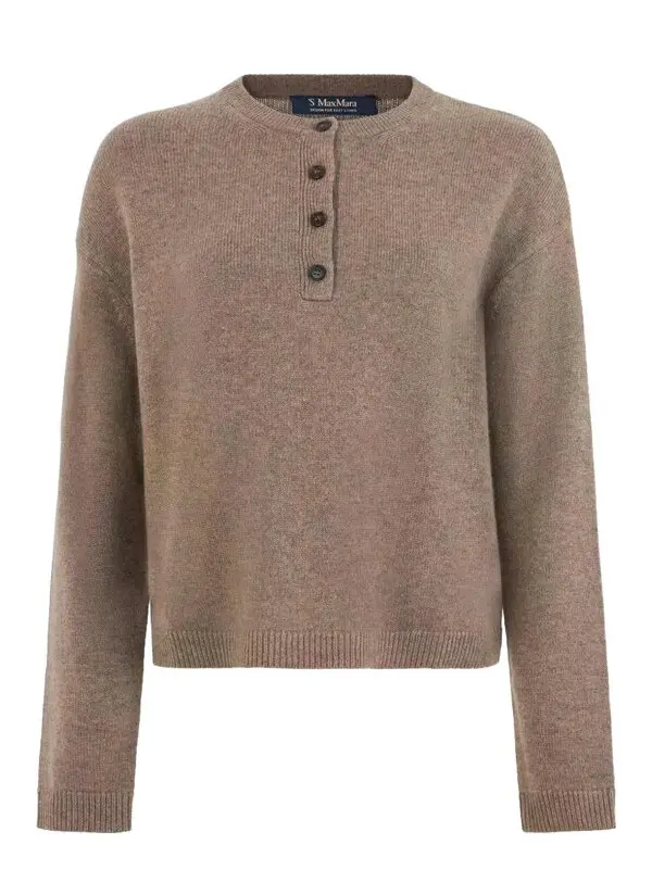Max Mara Button-placket Knitted Sweater - Neutrals