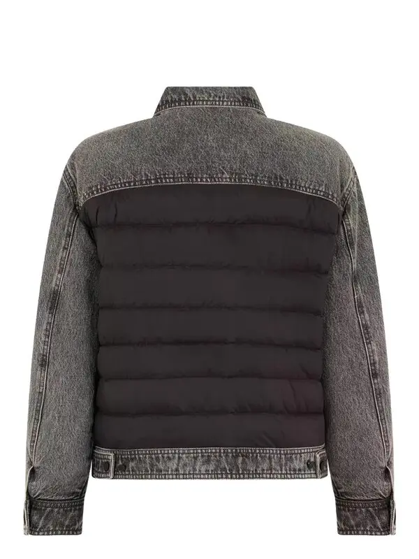 MOORER Quilted-panel Denim Jacket - Grey