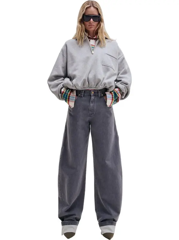DARKPARK Alva Cotton Cropped Sweatshirt - Grey