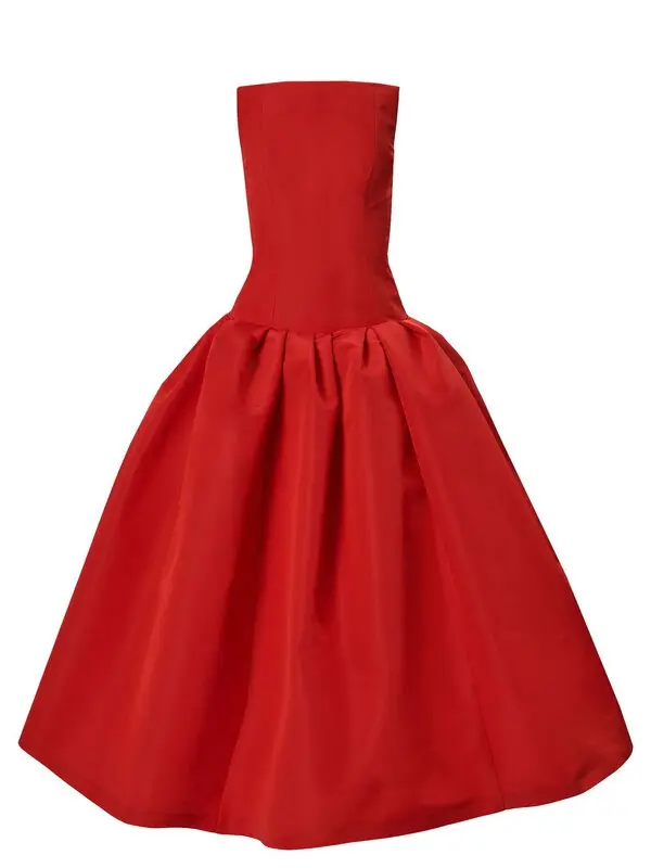 Carolina Herrera Strapless Silk Faille Gown - Red