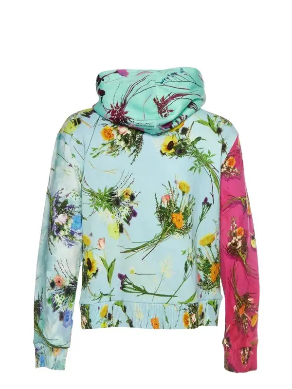 LOUIS VUITTON Floral-print Cotton Hoodie - Blue