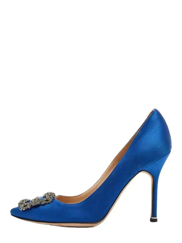 Manolo Blahnik Hangisi Crystal-embellished Heeled Pumps - Blue