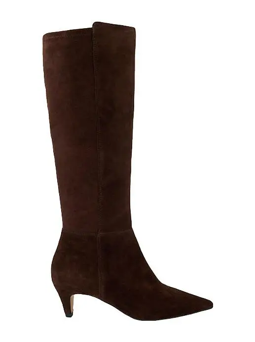 DUNE Shasa Suede Heeled Knee-high Boots - Brown Suede