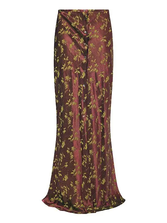 Dries Van Noten Serylo Printed Woven Maxi Skirt - Rust