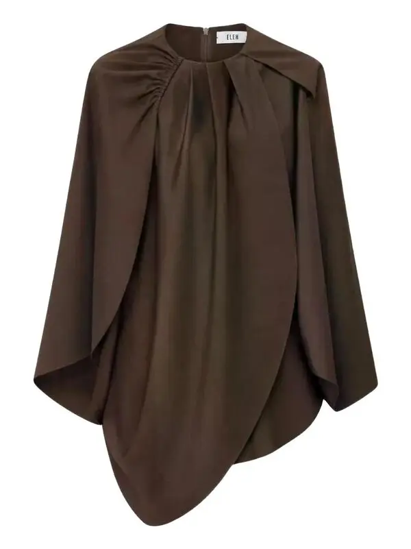 ELEH Draped Asymmetric-hem Top - Brown