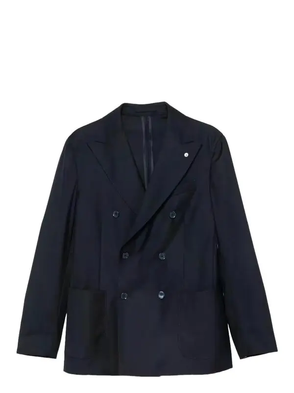 L.B.M. 1911 Double-breasted Peak-lapel Blazer - Blue