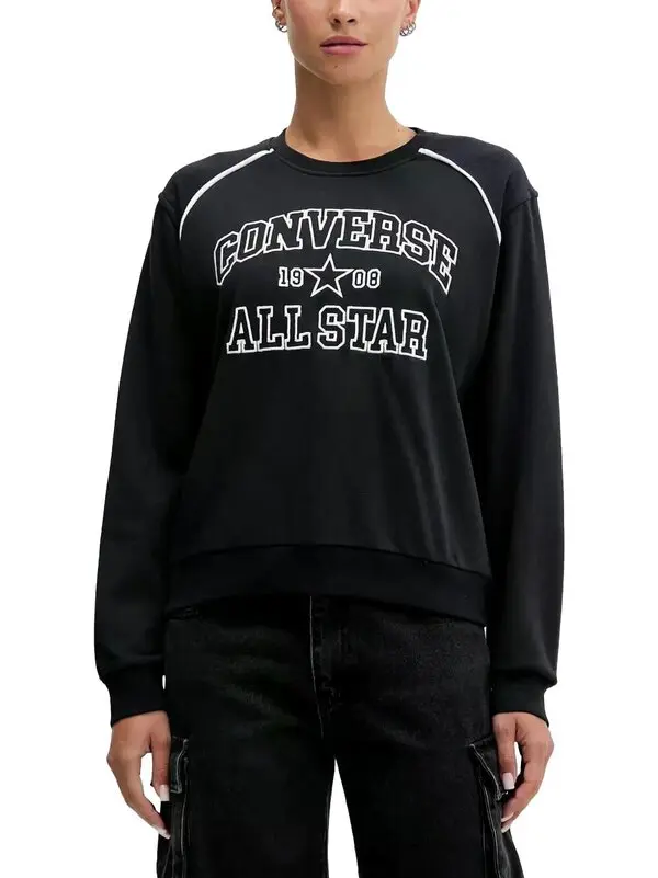CONVERSE Logo-embroidered Piping-detail Sweatshirt - Black