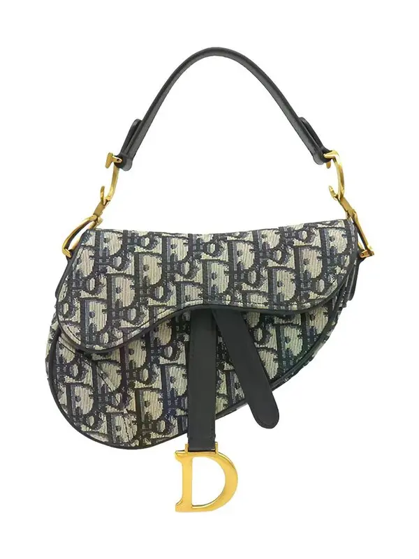 Dior 2000-2026 Mini Oblique Canvas Saddle Bag Satchel - Blue