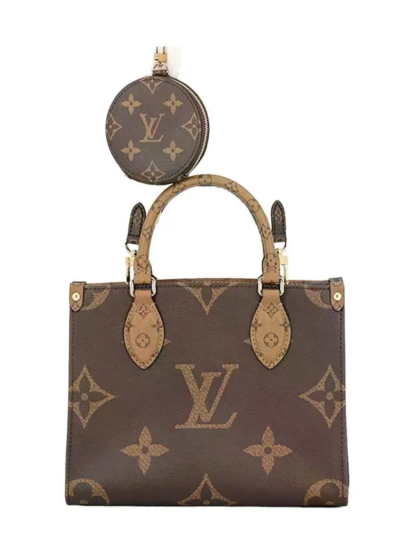 LOUIS VUITTON 2021-2026 Monogram Reverse Giant Onthego Pm Satchel - Brown