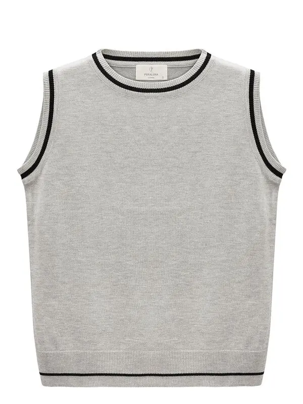 PERALUNA Rina Knit Sleeveless Blouse In Melange - Grey