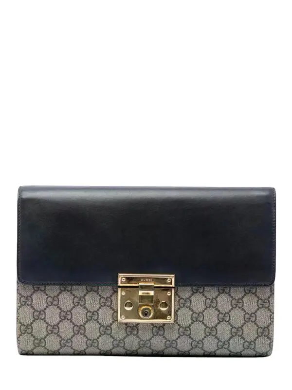 Gucci 2016-2026 Gg Supreme Padlock Clutch Bag - Neutrals