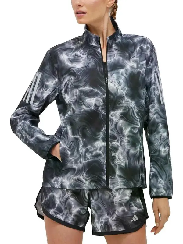 Adidas Own The Run Allover Print Running Windbreaker - Grey