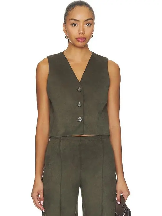 RIPLEY RADER Stretch Suede Vest - Olive