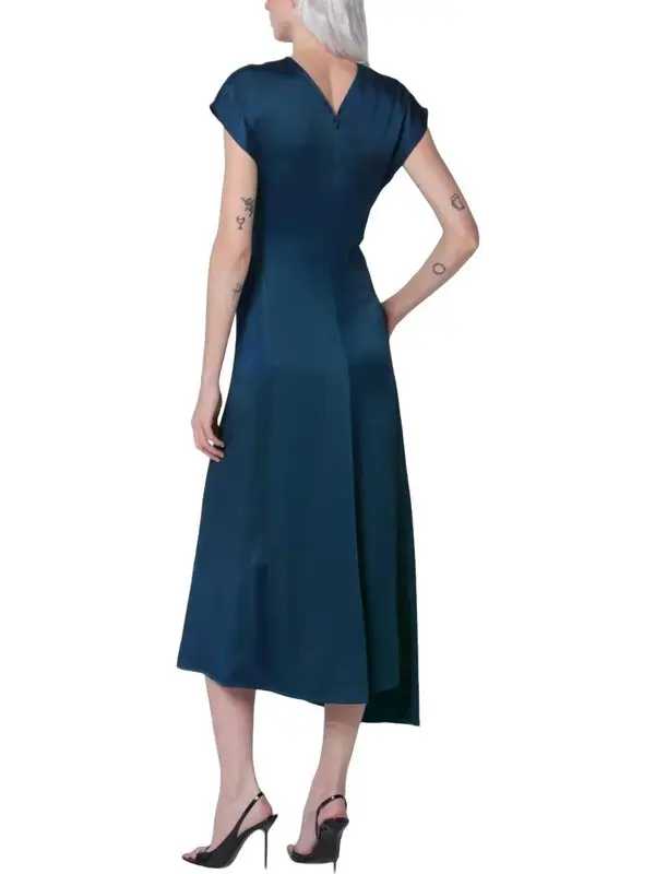 Victoria Beckham Aria Twist-detail Midi Dress - Blue