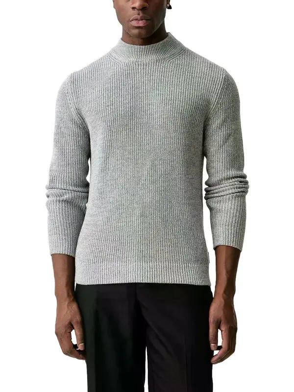 JOOP! Ribbed-knit Mock-neck Sweater - Grey