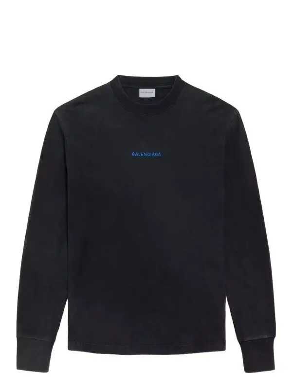 Balenciaga Back Medium-fit Long-sleeves T-shirt In Faded - Black