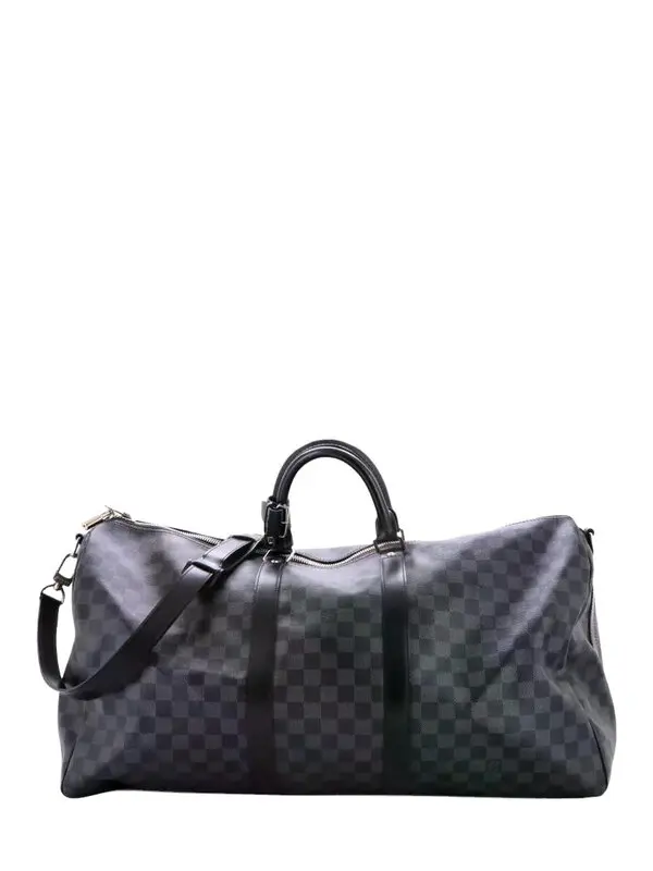 LOUIS VUITTON Keepall Bandouliere Bag Damier Graphite 55 Travel Bag - Black
