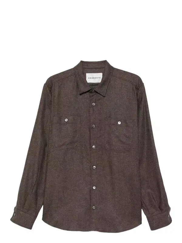 AMARANTO Button-fastening Chest-pocket Shirt - Brown