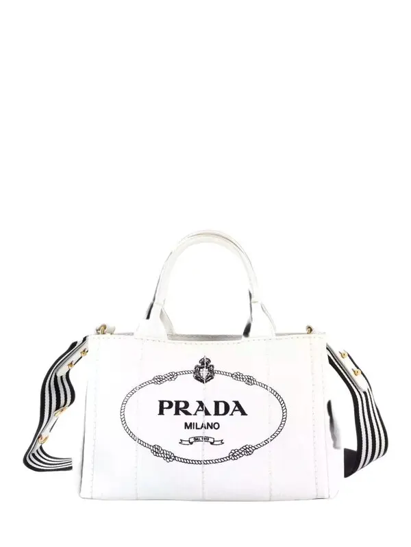 Prada Canapa Convertible Canvas Mini Tote Bag - Multicolour
