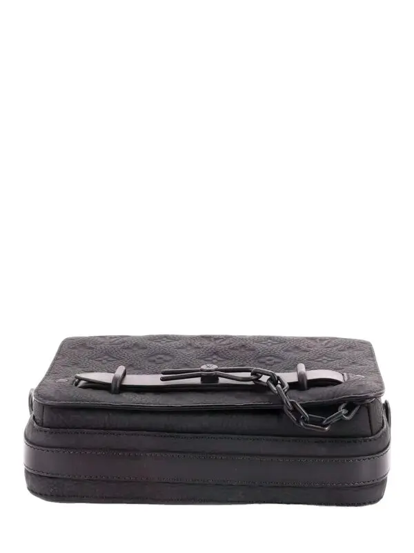 LOUIS VUITTON Steamer Messenger Bag Monogram Taurillon Leather Crossbody Bag - Black