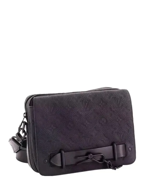 LOUIS VUITTON Steamer Messenger Bag Monogram Taurillon Leather Crossbody Bag - Black