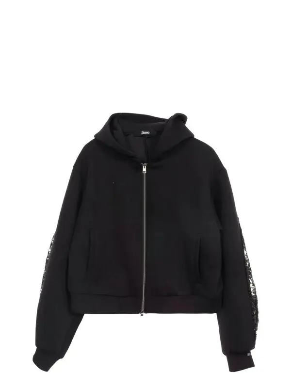 Herno 2020s Sequin-embellished Zip-up Hoodie - Black