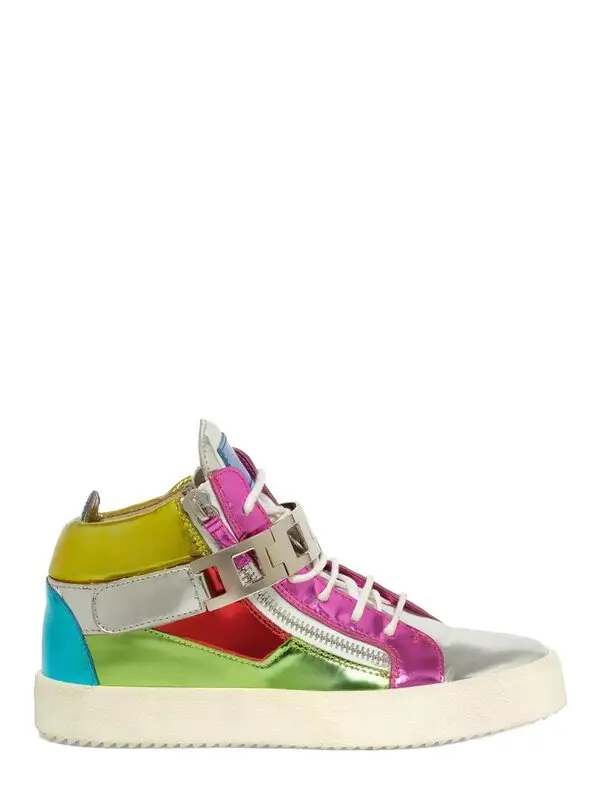 GIUSEPPE ZANOTTI Metallic-effect Zip-detail Sneakers - Silver