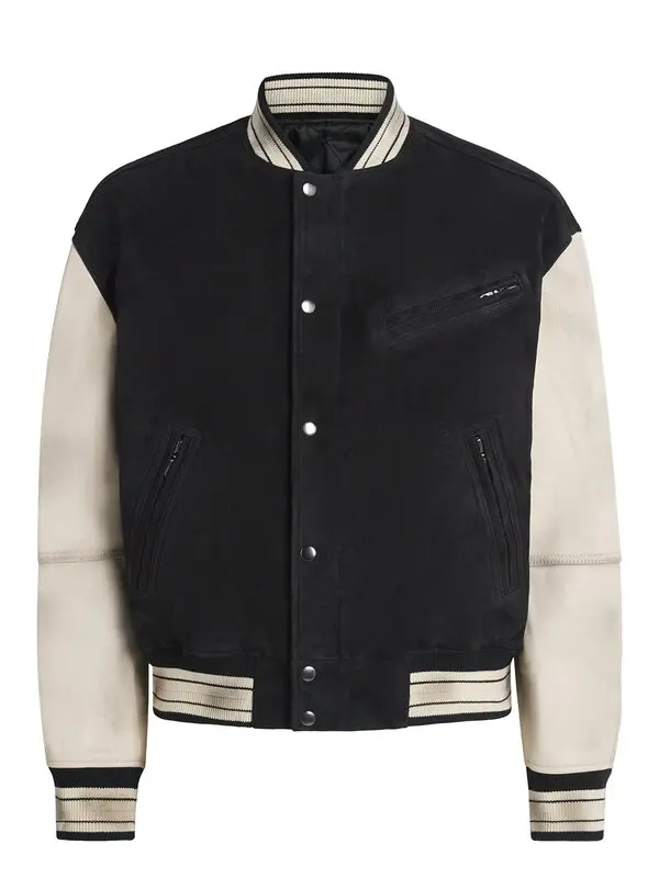 COOR Suede Varsity Jacket - Black