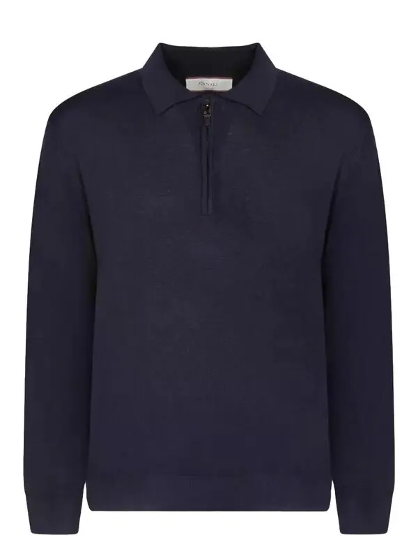 Canali Quarter-zip Polo-collar Sweater - Blue