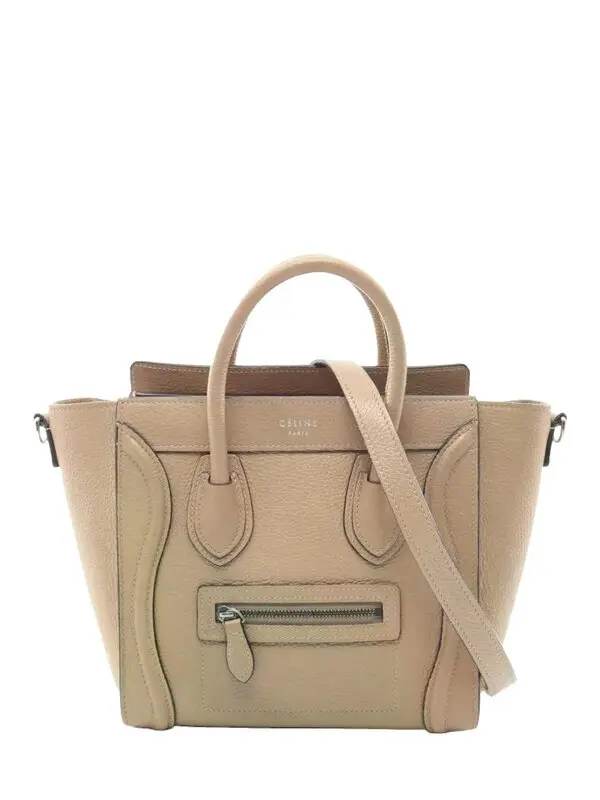 Celine 2000-2026 Nano Leather Luggage Tote Satchel - Neutrals