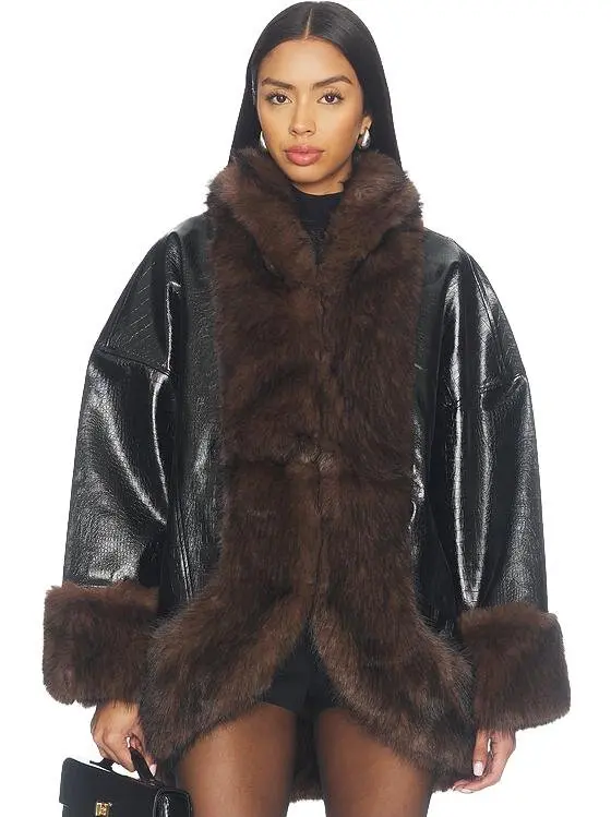 Apparis Carrie Faux Croc Coat - Black