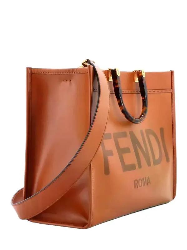 Fendi Sunshine Shopper Leather Medium Tote Bag - Brown
