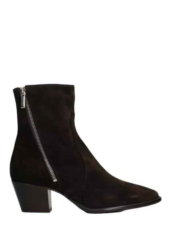 ANNA F. Suede Side-zip Ankle Boots - Brown