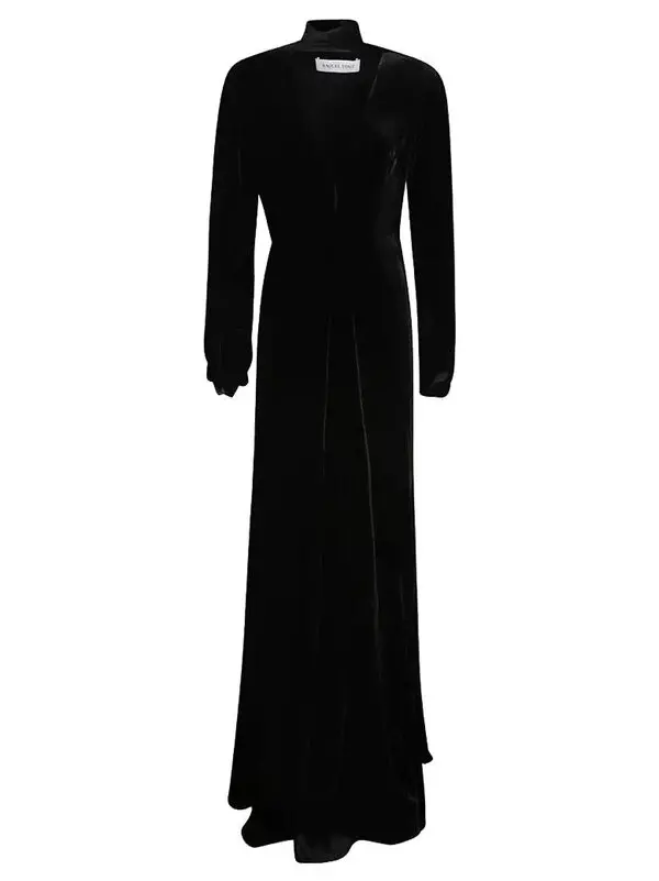 Raquel Diniz Maxi Velvet V-neck Dress - Black