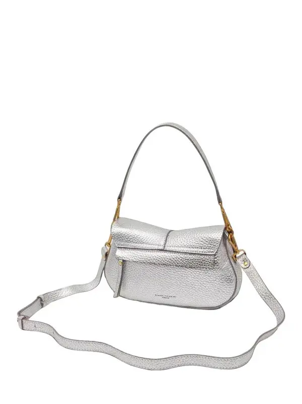 GIANNI CHIARINI Helena Round Grainy-leather Shoulder Bag - Silver