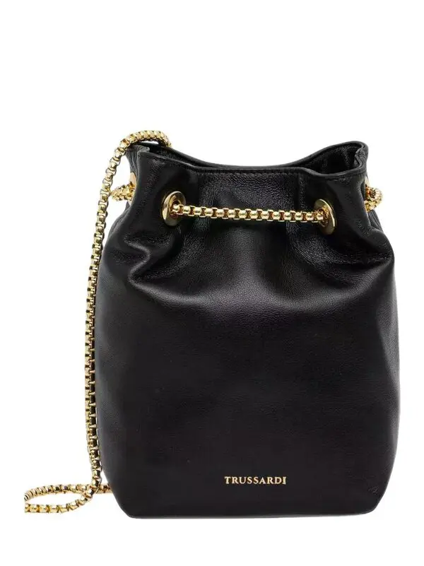 TRUSSARDI Mini Orbita Logo-print Chain-strap Bucket Bag - Black
